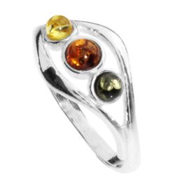 OSTSEE-SCHMUCK Damen Fingerring "- Herdis - Silber 925/000 - Bernstein", 52, silber, Fingerringe