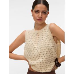 V&eacute;ro Moda VERO MODA Damen Stricktop "VMJAQUELINE SL O-NECK TOP BOO"birch, Gr. S, unifarben, Obermaterial: 60% Baumwolle, 40% Polyacryl, Tops, mit zartem