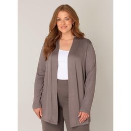 Damen Strickjacke "Ayla", grau, Gr. 48, Base Level Curvy, unifarben, Strick, Obermaterial: 94% Viskose, 6% Elasthan, Strickjacken, im verschlusslosen