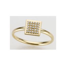 Firetti Damen Goldring "Schmuck Geschenk Gold 585, Quadrat, teilw. rhodiniert, massiv", 17, 0,11 P2 = erkennbare Einschl&uuml;sse, Diamanten Gelbgold 585,