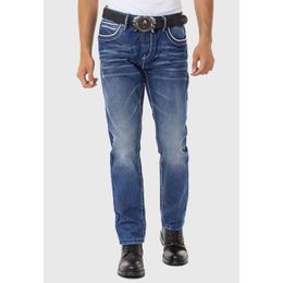 Cipo & Baxx CIPO & BAXX Herren Straight-Jeans "Jeans", blau, Basic, Gr. 30, unifarben, 100% Baumwolle, Jeans, In Straight Fit, CD-148