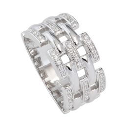 Jobo Damen Silberring, 64, Silber 925 (Sterlingsilber), silber, Silber 925 (Sterlingsilber), Fingerringe, breit 925 Silber mit 45 Zirkonia