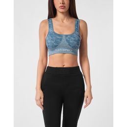 Plein Sport Damen Lauftop "Logo"18, petrol, Gr. L, Obermaterial: 74% Polyamid, 18% Polyester, 8% Elasthan, Tops