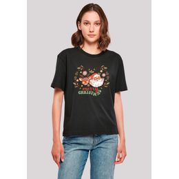 F4NT4STIC Damen T-Shirt "Weihnachten Hippie Santa And Reindeer", schwarz, Gr. XS, Obermaterial: 100% Baumwolle, Shirts, Premium Qualit&auml;t,