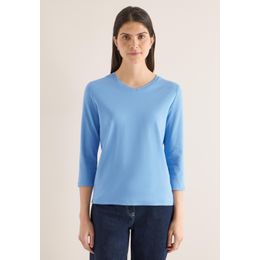 Cecil Damen Langarmshirtcloud blau, Gr. XXL, unifarben, Web, 100% Baumwolle, Shirts, aus reiner Baumwolle