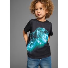 Kidsworld Jungen T-Shirt "BIG DINO", schwarz, Gr. 116, bedruckt, Single Jersey, Obermaterial: 100% Baumwolle. Obermaterial Vorderteil: 100%