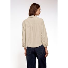 Damen Hemdbluse, beige, Gr. 42, STREET ONE STUDIO, unifarben, Web, 100% Baumwolle, Blusen, aus reiner Baumwolle