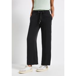 Street One Damen Jogger Pants, schwarz, Gr. 36, unifarben, Stoff, 100% Viskose, Hosen, Middle Waist