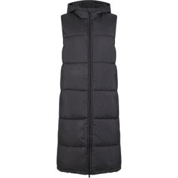 Steppweste Urban Classics "Urban Classics Ladies Long Hooded Puffer Vest", Damen, Gr. 5XL, schwarz, 100% Polyester, Westen Steppweste