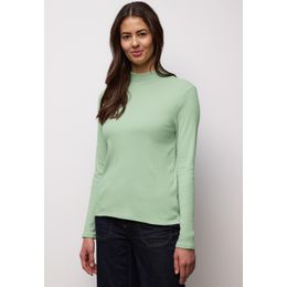 Street One Damen Langarmshirt, gr&uuml;n, Gr. 44, unifarben, Web, 95% Baumwolle, 5% Elasthan, Shirts, im soften Baumwoll-Mix
