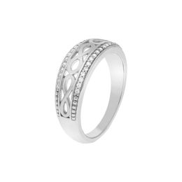 ZEEme Damen Fingerring "Silber 925 glanz/mattiert Zirkonia", 060 (19,1), Silber 925 (Sterlingsilber), wei&szlig;, Silber 925 (Sterlingsilber), Fingerringe