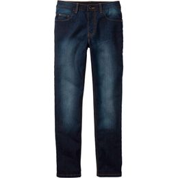 bonprix Jungen Slim-fit-Jeans, blau, Gr. 146, Obermaterial: 82% Baumwolle, 17% Polyester, 1% Elasthan, Jeans, mit Stretch-Material, mit verstellbarem