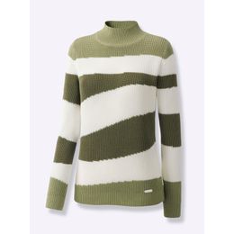 Casual Looks Damen Stehkragenpullover "Pullover", gr&uuml;n, Gr. 44, gemustert, mehrfarbig, 50% Baumwolle, 50% Polyacryl, Pullover