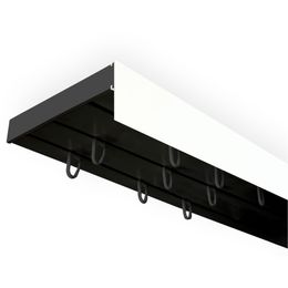 Gardinenschiene SN DECO GROUP, L:120cm T:8,95cm, schwarz-wei&szlig;, Kunststoff, Gardinenstangen, "Vorhangschiene SH (1) mit Blende 5 cm"