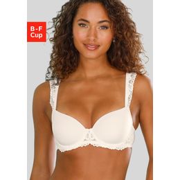 Lascana Damen Schalen-BH "Flora", Gr. 80, beige, Microtouch, Obermaterial: 88% Polyamid, 12% Elasthan, BHs, mit wundersch&ouml;nen Spitzentr&auml;gern und