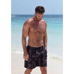Bench. Herren Badeshorts, schwarz, Gr. XXL, bedruckt, Microfaser, Polyester, Badehosen, kurze oder lange Form