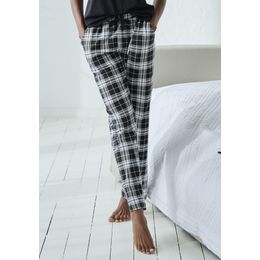 Damen Pyjamahose, VIVANCE DREAMS BY LASCANA, Gr. 32, schwarz-wei&szlig;, Single Jersey, Obermaterial: 100% Baumwolle, Hosen, mit Schwarz-Wei&szlig;-Druck