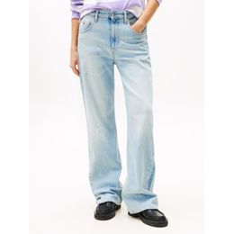 Tommy Jeans Damen Straight-Jeans "Mia Mid Rise Relaxed Straight", blau, Gr. 26, unifarben, Denim/Jeans, Obermaterial: 99% Baumwolle, 1% Elasthan,
