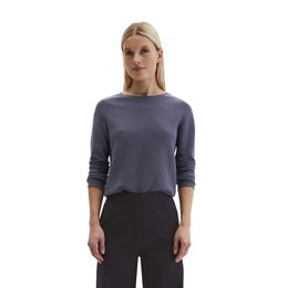 Marc O'Polo Strickpullover MARC O'POLO "aus softem Organic Cotton", Damen, Gr. M, stormy sky, Obermaterial: 100% Baumwolle, unifarben, U-Boot-Ausschnitt, Pullover Strickpullover