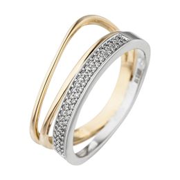 Jobo Damen Diamantring, 56, P1 = bei 10-facher Vergr&ouml;&szlig;erung erkennbare Einschl&uuml;sse, Diamanten Gelbgold 585 Wei&szlig;gold 585, gelb, Diamanten, Gelbgold