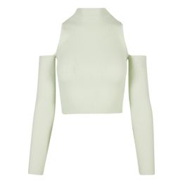 Fleecepullover Urban Classics "Urban Classics Damen Ladies Rib Knit Cut Out Sleeve Longsleeve", Damen, Gr. XL, lightmint, 35% Polyacryl, 35% Viskose, 30% Polyamid, unifarben, Rundhals, Sweatshirts Fleecepullover