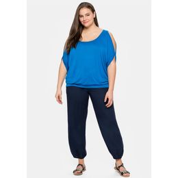 sheego Damen Schlupfhose, blau, Gr. 44, unifarben, 100% Viskose, Hosen