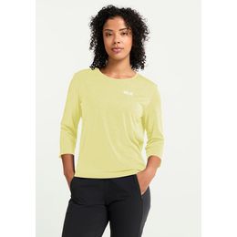 3/4-Arm-Shirt Jack Wolfskin "WILDTRAIL 3 4 W", Damen, Gr. L (42/44), daisy, Obermaterial: 100% POLYESTER, Shirts 3/4-Arm-Shirt