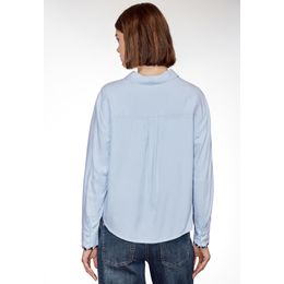 Damen Langarmbluse, blau, Gr. 44, STREET ONE STUDIO, unifarben, Stoff, 100% Viskose, Blusen, aus softer Viskose