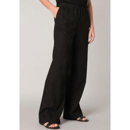 Base Level Damen Leinenhose "Yul", schwarz, Gr. 48, unifarben, Web, Obermaterial: 55% Leinen, 45% Viskose, Hosen, Sommerhose mit elastischem Bund