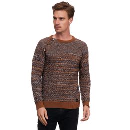 Rusty Neal Damen Strickpullover, braun, Gr. L, unifarben, 75% Polyacryl, 25% Baumwolle, Pullover, mit modischen Kn&ouml;pfen