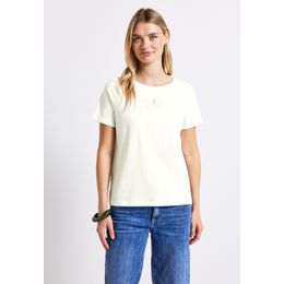 Street One Damen T-Shirt, wei&szlig;, Gr. 40, bedruckt, Web, 100% Baumwolle, Shirts, aus reiner Baumwolle