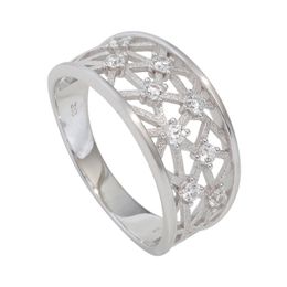 Jobo Damen Goldring, 54, Wei&szlig;gold 333, wei&szlig;, Wei&szlig;gold 333, Fingerringe, breit 333 Wei&szlig;gold mit Zirkonia