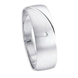 Firetti Damen Trauring "Schmuck Geschenk Gold Hochzeit Ehering Trauring "LIEBE"", 16.5, 0,01 SI = kleine Einschl&uuml;sse mit Brillant, Wei&szlig;gold 375, 6mm,