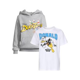 MisterTee Jungen T-Shirt "MisterTee T-Shirt 2 Pack- kurzarm - Donald & Ducktales"wei&szlig;, erdgrau, Gr. 110, bedruckt, 100% Baumwolle, Shirts
