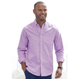 H.I.S. H.I.S Herren Langarmhemd "Regular-fit", lila, Gr. S, gestreift, Web, Obermaterial: 100% Baumwolle, Hemden, Oxfordhemd langarm mit Button-down-Kragen