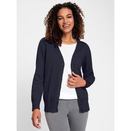 Casual Looks Damen Strickjacke, blau, Gr. 42, unifarben, 100% Baumwolle, Strickjacken