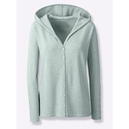 Heine Damen Kapuzenstrickjacke, gr&uuml;n, Gr. 36, meliert, unifarben, 50% Viskose, 28% Polyester, 22% Polyamid, Strickjacken