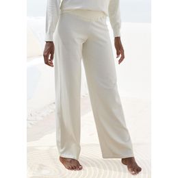 Lascana Damen Strickhose, Gr. 40, beige, Obermaterial: 50% Viskose, 28% Polyester, 22% Nylon, unifarben, Basic, Hosen, mit weitem Bein, Loungewear