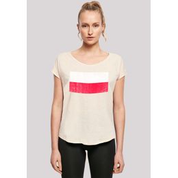 F4NT4STIC Damen T-Shirt "Poland Polen Flagge distressed", beige, Gr. S, Obermaterial: 100% Baumwolle, Shirts, Print
