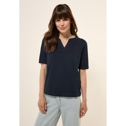 Cecil Damen T-Shirt, blau, Gr. XS, unifarben, Web, 100% Baumwolle, Shirts, aus reiner Baumwolle