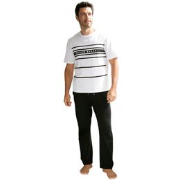 Bruno Banani Herren Pyjama, Gr. 44, schwarz-wei&szlig;, Jersey, Obermaterial: 100% Baumwolle, unifarben, Basic, Homewear-Sets, Shirt mit Shorts und langer