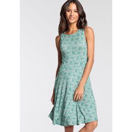 Laura Scott Damen Sommerkleid, gr&uuml;n, Gr. 44, bedruckt, gemustert, mehrfarbig, Single Jersey, Obermaterial: 95% Viskose, 5% Elasthan, Kleider, kurz,