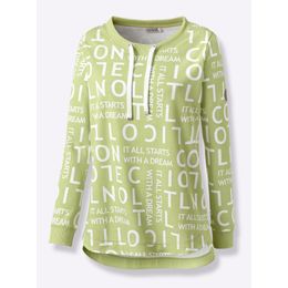 Casual Looks Damen Longsweatshirt, gr&uuml;n, Gr. 48, bedruckt, gemustert, mehrfarbig, 100% Baumwolle, Sweatshirts