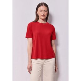 Damen T-Shirt, rot, Gr. 44, STREET ONE STUDIO, unifarben, Stoff, 60% Viskose, 40% Polyester, Shirts, aus elastischem Materialmix