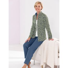 feel good Damen Hausanzug, Gr. 22, blau, 75% Polyester, 20% Viskose, 5% Elasthan, Hose:95% Baumwolle, 5% Elasthan, Homewear-Sets
