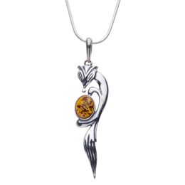 OSTSEE-SCHMUCK Damen Kette mit Anh&auml;nger "- Fuchs - Silber 925/000 - Bernstein", 50, Silber 925 (Sterlingsilber), silber, Silber 925 (Sterlingsilber),