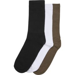 Basicsocken Urban Classics "Urban Classics Daily Socks 3-Pack", Damen, Gr. 39-42, schwarz, wei&szlig;, olive, 63% Baumwolle, 18% Polyester, 16% Polyimid, 3% Elasthan, unifarben, normal, Socken