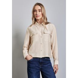 Street One Damen Langarmbluse, beige, Gr. 44, unifarben, Stoff, 88% Viskose, 12% Polyamid, Blusen, mit Knopfleiste