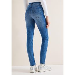 Cecil Damen Slim-fit-Jeansmid blau wash, Gr. 31, unifarben, Jeans, 78% Baumwolle, 20% Polyester, 2% Elasthan, Jeans, High Waist