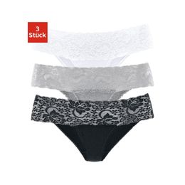 Vivance Damen Brasilslip, Gr. 48, schwarz-wei&szlig;, Single Jersey, Obermaterial: 95% Baumwolle, 5% Elasthan. Spitze: 93% Polyamid, 7% Elasthan (LYCRA),